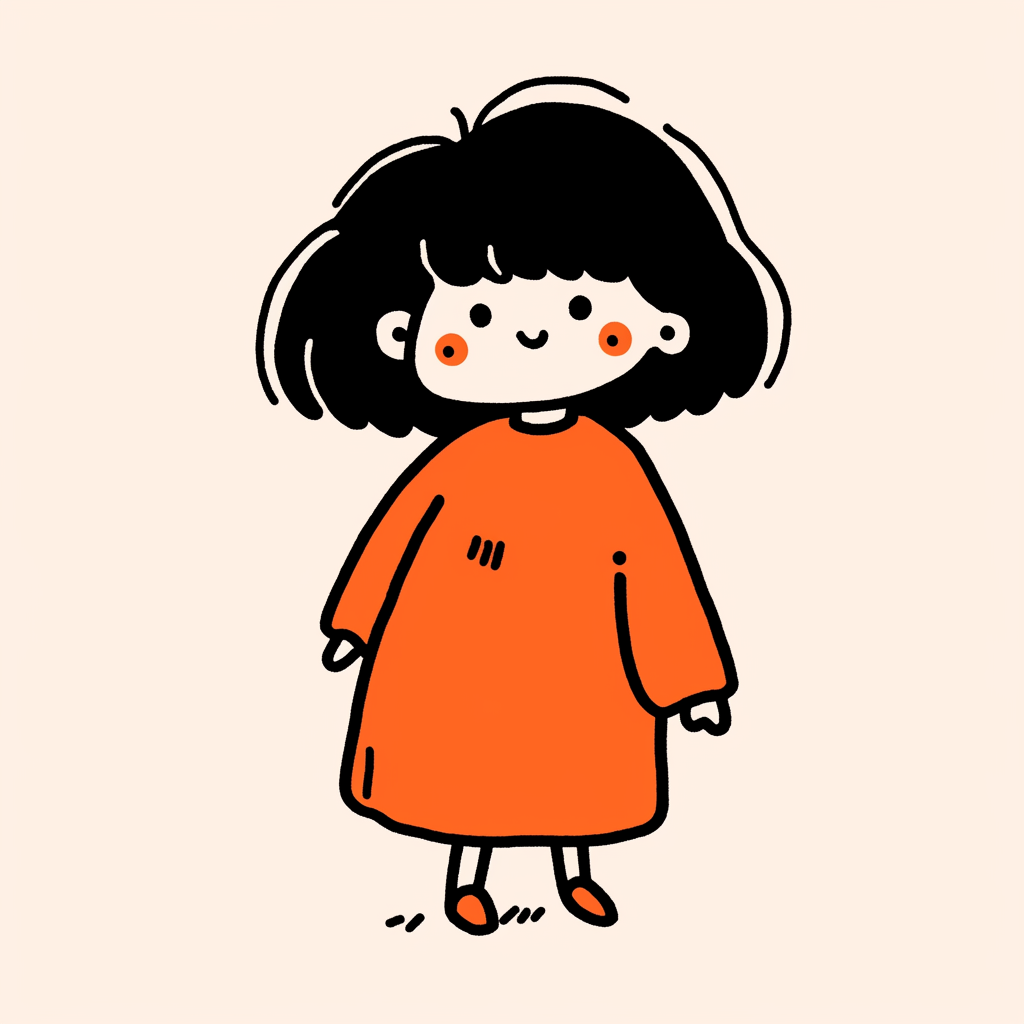 Cute Cartoon Girl in Keith Haring StyleAI绘画-ai绘画关键词-ai绘画描述词-AI小聚