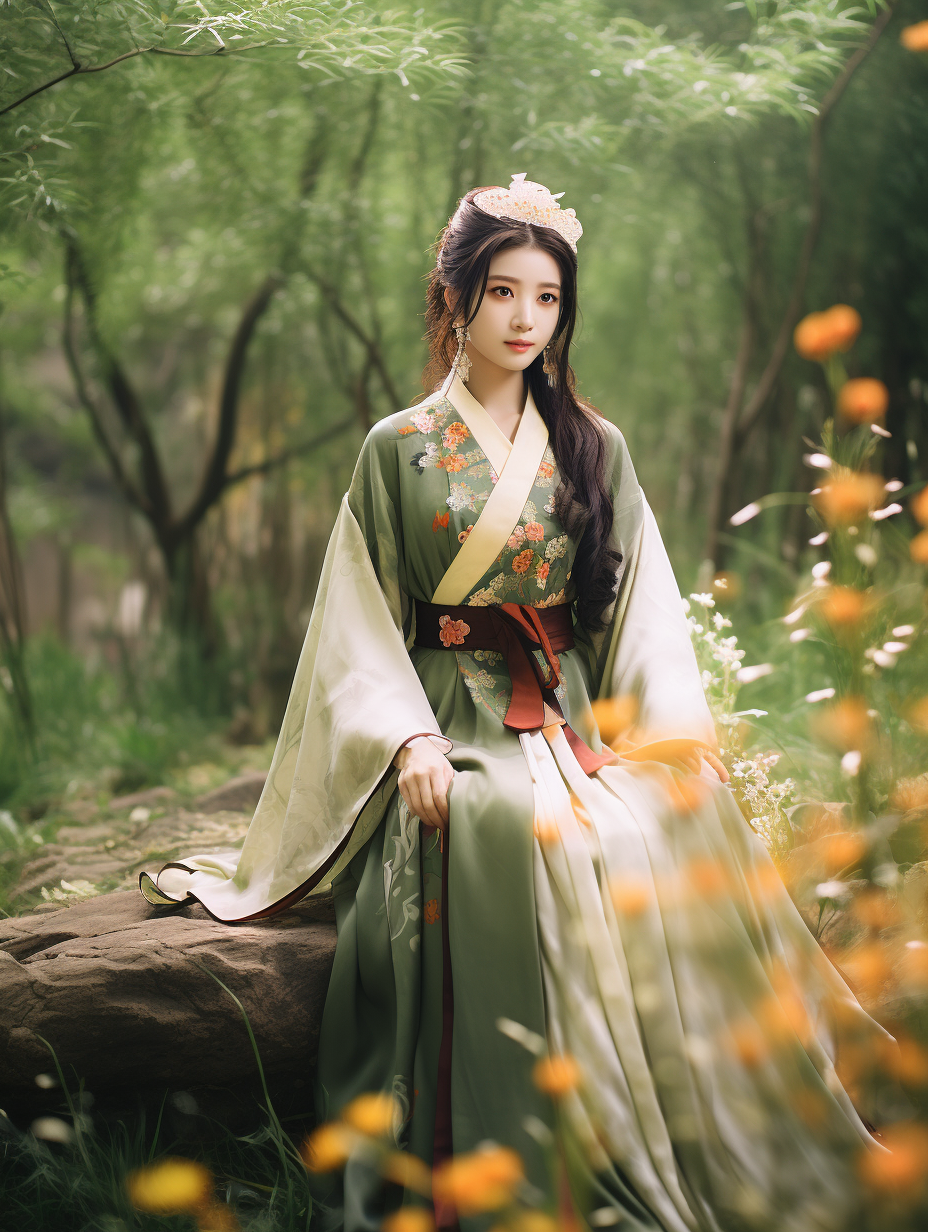 Chinese Style Hanfu Women's Photos with Spectacular ScenesAI绘画-ai绘画关键词 ...